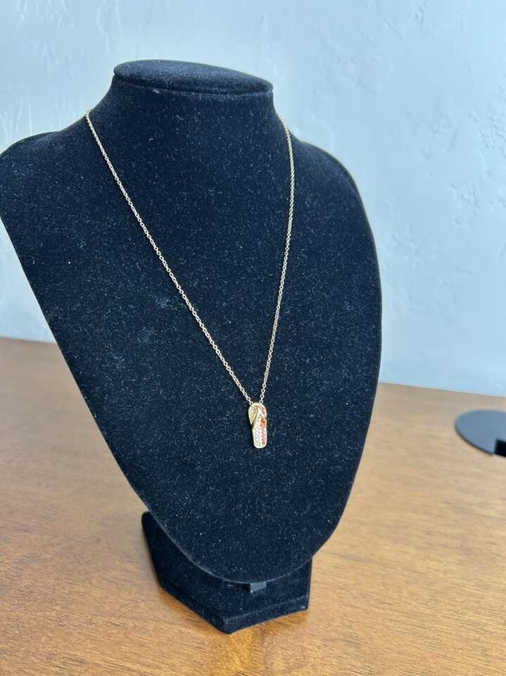Gold Tone Flip Flop W Rhinestones Necklace | Jewelry, Gems, & Watches ...