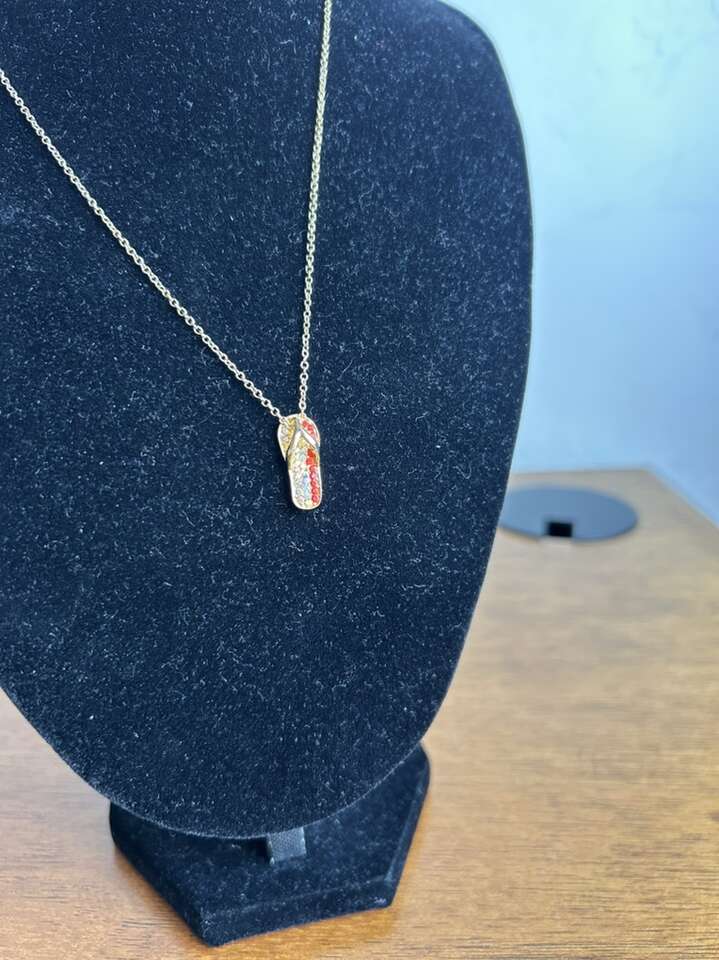 Gold Tone Flip Flop W Rhinestones Necklace | Jewelry, Gems, & Watches ...
