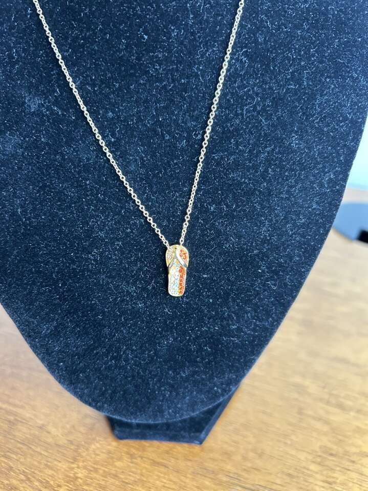 Gold Tone Flip Flop W Rhinestones Necklace | Jewelry, Gems, & Watches ...